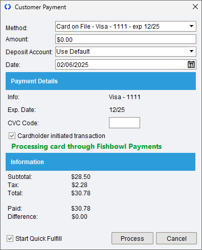Fishbowl Advanced - Payments