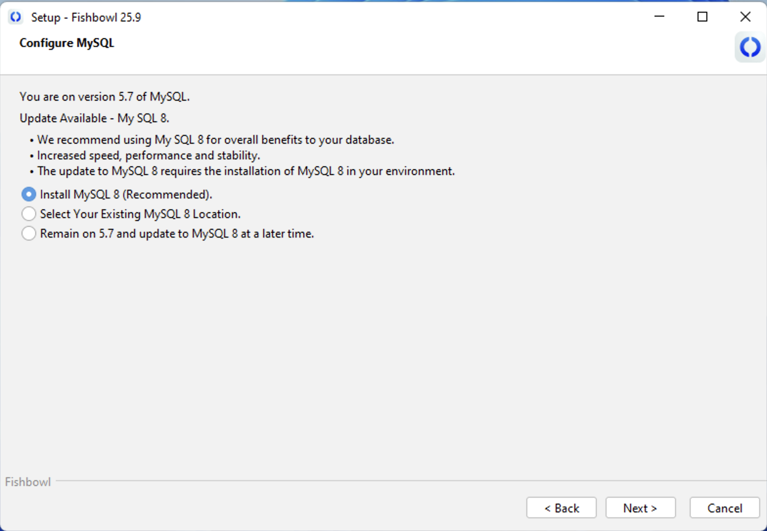 Fishbowl Advanced MySQL Migration
