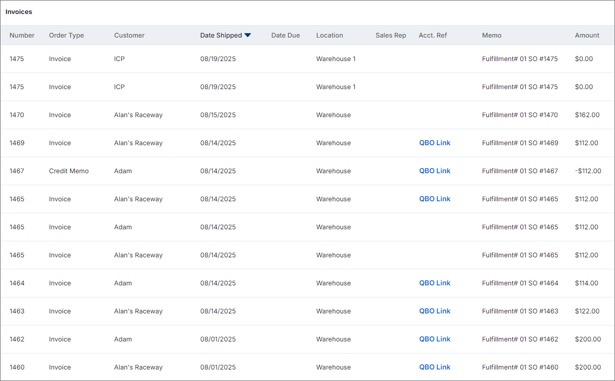 Fishbowl Drive - Invoices