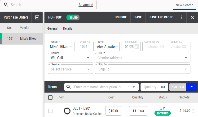 Fishbowl Drive - Purchase Orders